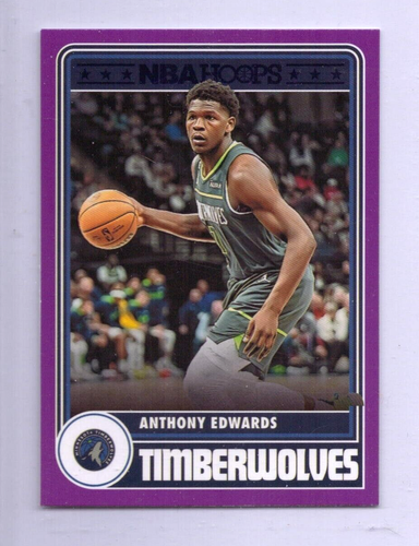2023-24 Panini NBA Hoops Anthony Edwards Purple Parallel #189 ...