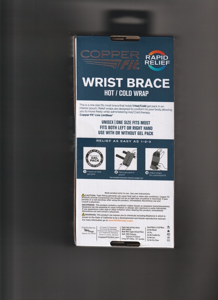 Copper Fit Rapid Relief Hot & Cold Wrist Brace New | eBay