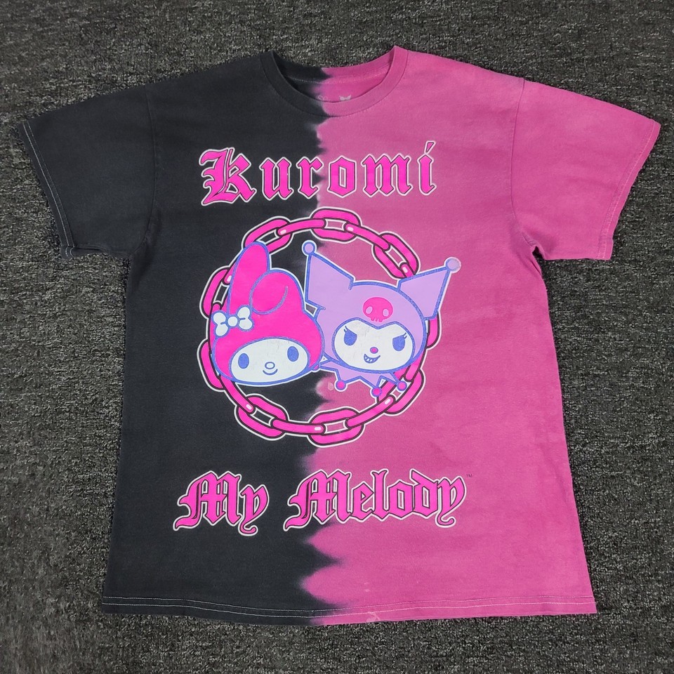 Kuromi x My Melody Top Womens Medium Tie Dye Sanrio Fandom Crew Neck T ...