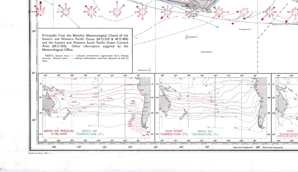 5128(7) Roueting Chart South Pacific Ocean July Chart Map Marine Wall ...