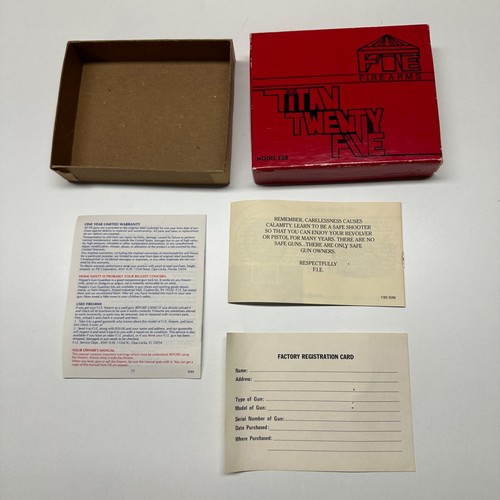 FIE Firearms Titan 25 Semiautomatic Pistol 25 ACP Model E28 Box Only ...