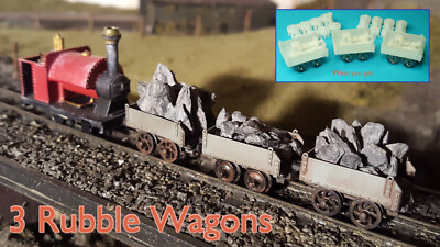 OO9/009 Dinorwic / Penrhyn Quarry Rubble Rubbish Wagons x 3 Narrow ...