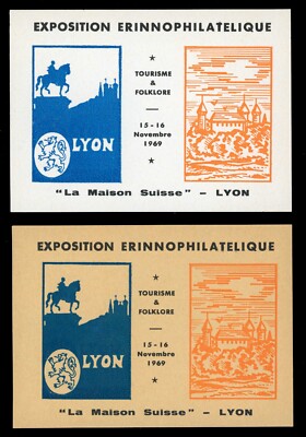 France Poster Stamps - 1969, Lyon - Cinderella Stamp Exh. - Set of 2 ...