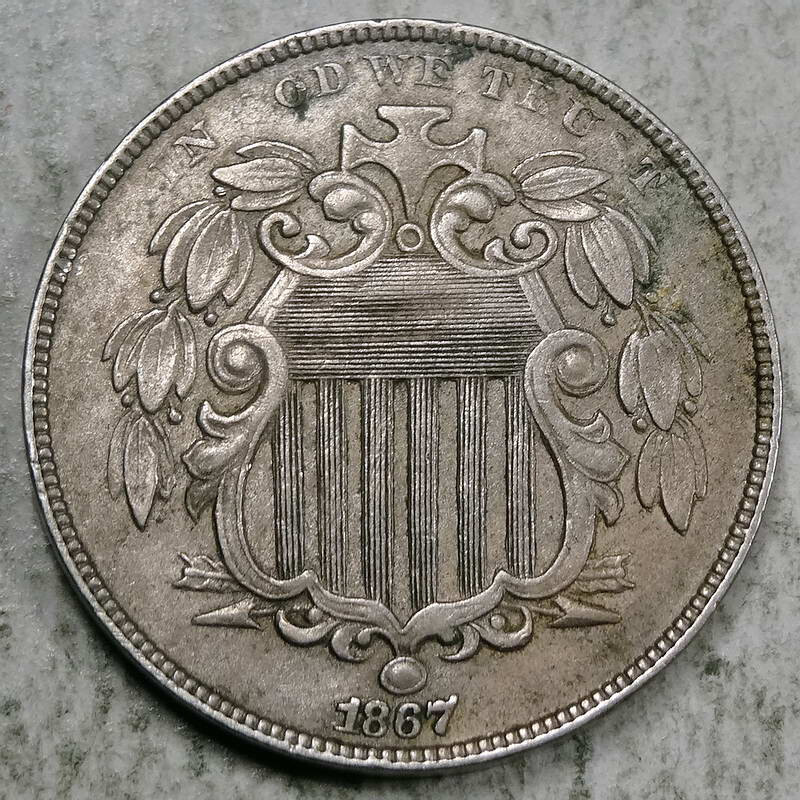 1867 With Rays Shield Nickel, Choice Extremely Fine, Well Struck - Very ...