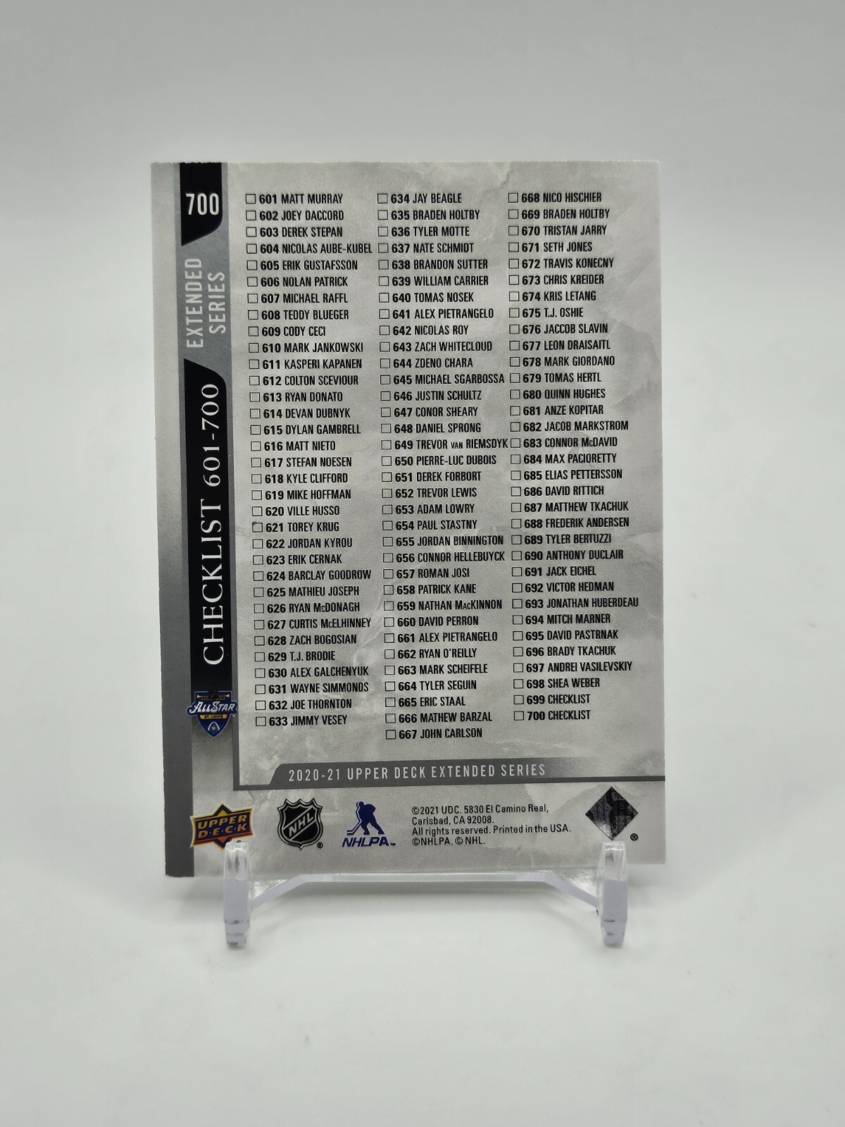 2020-21 Upper Deck Extended Series - Checklist #700 Connor McDavid ...