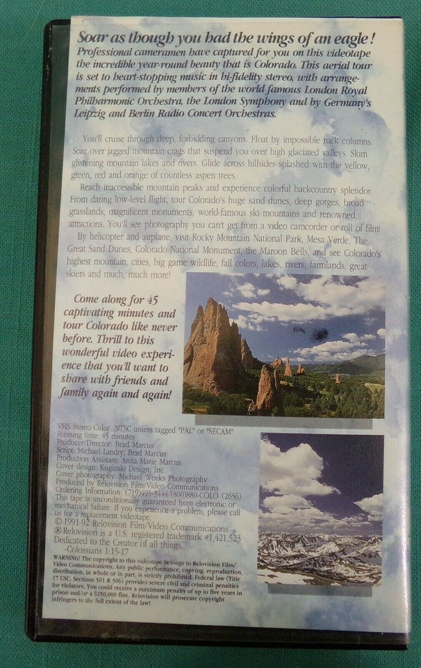 Colorado! Beautiful For Spacious Skies Award-Winning VHS Video Cassette ...