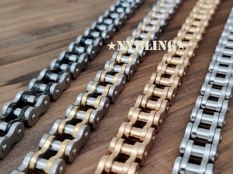 SOLID Stainless Steel Motorcycle Bike Chain Design Bracelet Men's ...