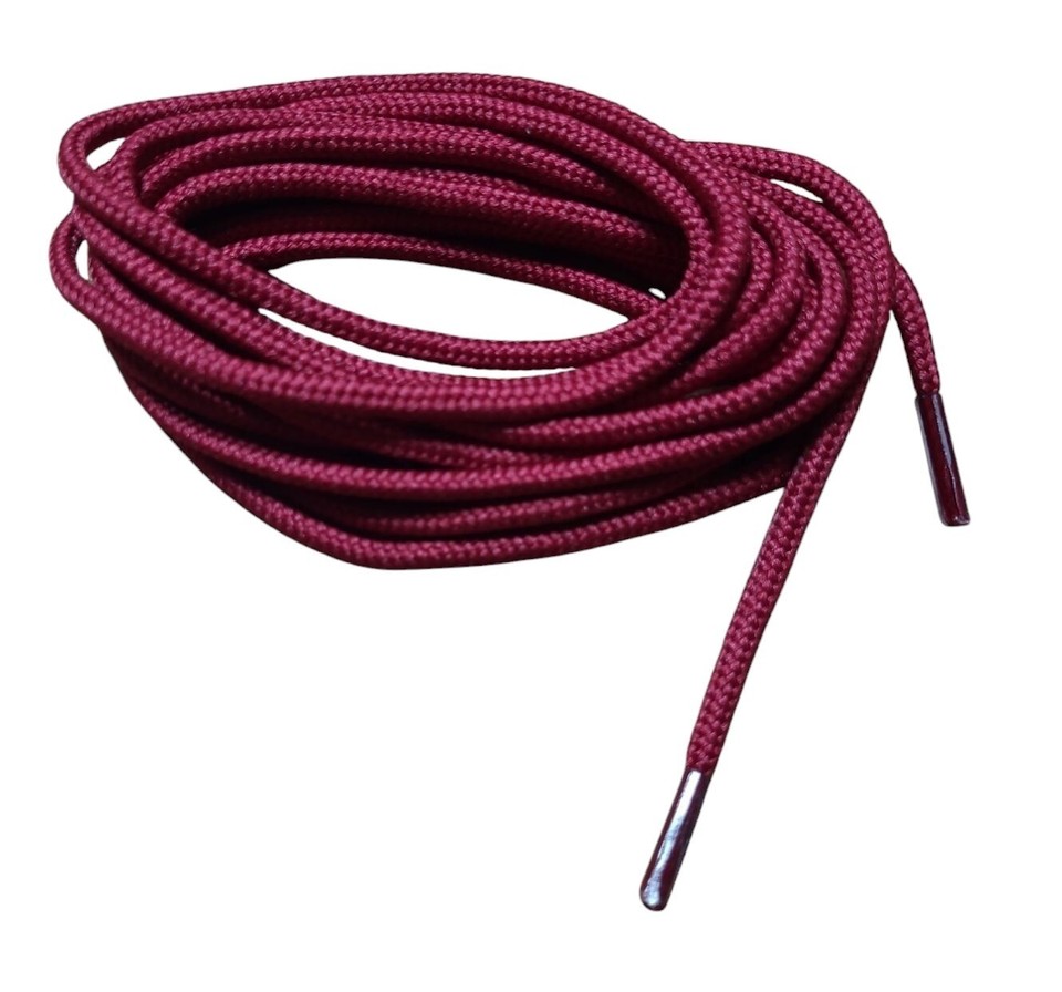2 Pair Round 4mm thick Heavy Duty Burgundy red boot shoelaces ...