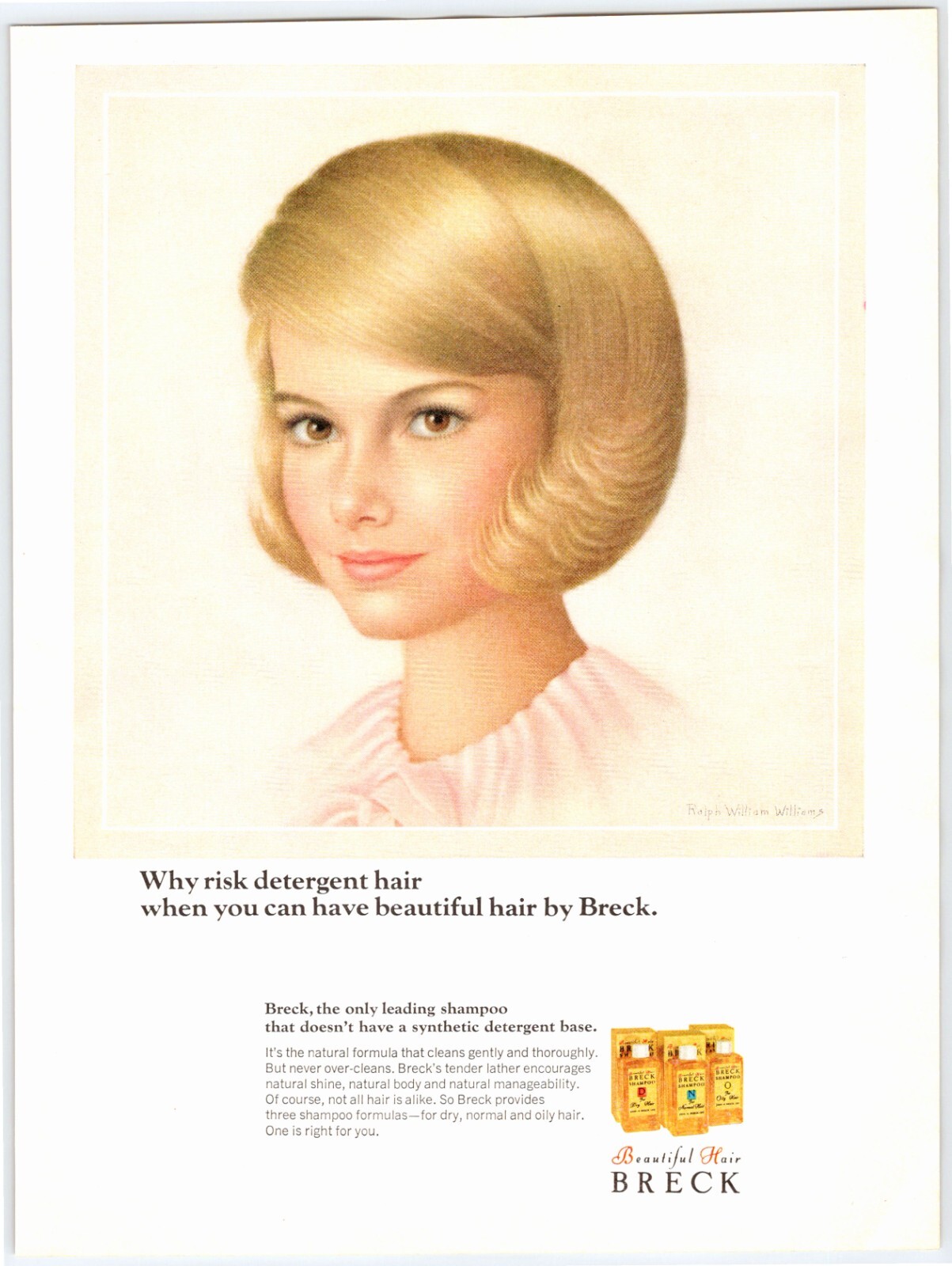 1965 YOUNG WOMAN PORTRAIT BRECK SHAMPOO Vintage 1960's 8"X11" Magazine ...