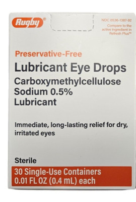 Rugby Lubricating DRY EYE Drops Sterile Single Use Containers 30ct ...