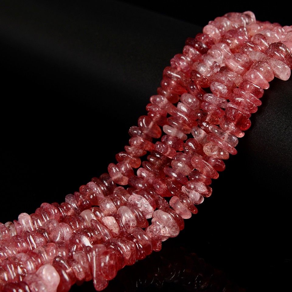 Natural Strawberry Quartz Irregular Pebble Nugget Beads Size 8-10mm 15. ...