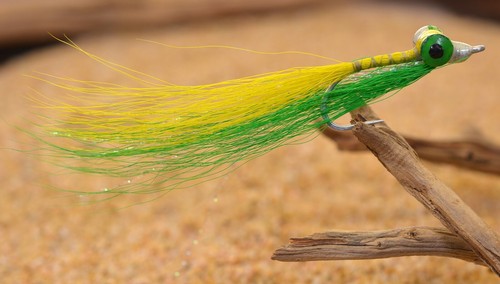 6ct - Green & Yellow Clouser Minnow Flies - Mustad Saltwater Duratin ...
