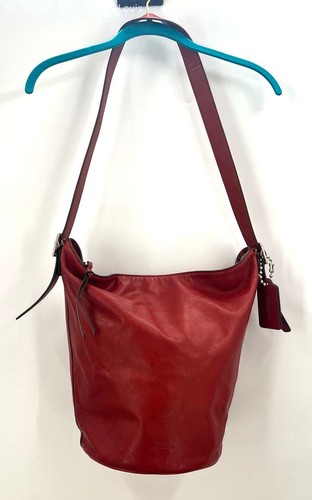 Coach Legacy 9151 Red Solid Silver Hardware Large Bucket Hobo Shoulder ...