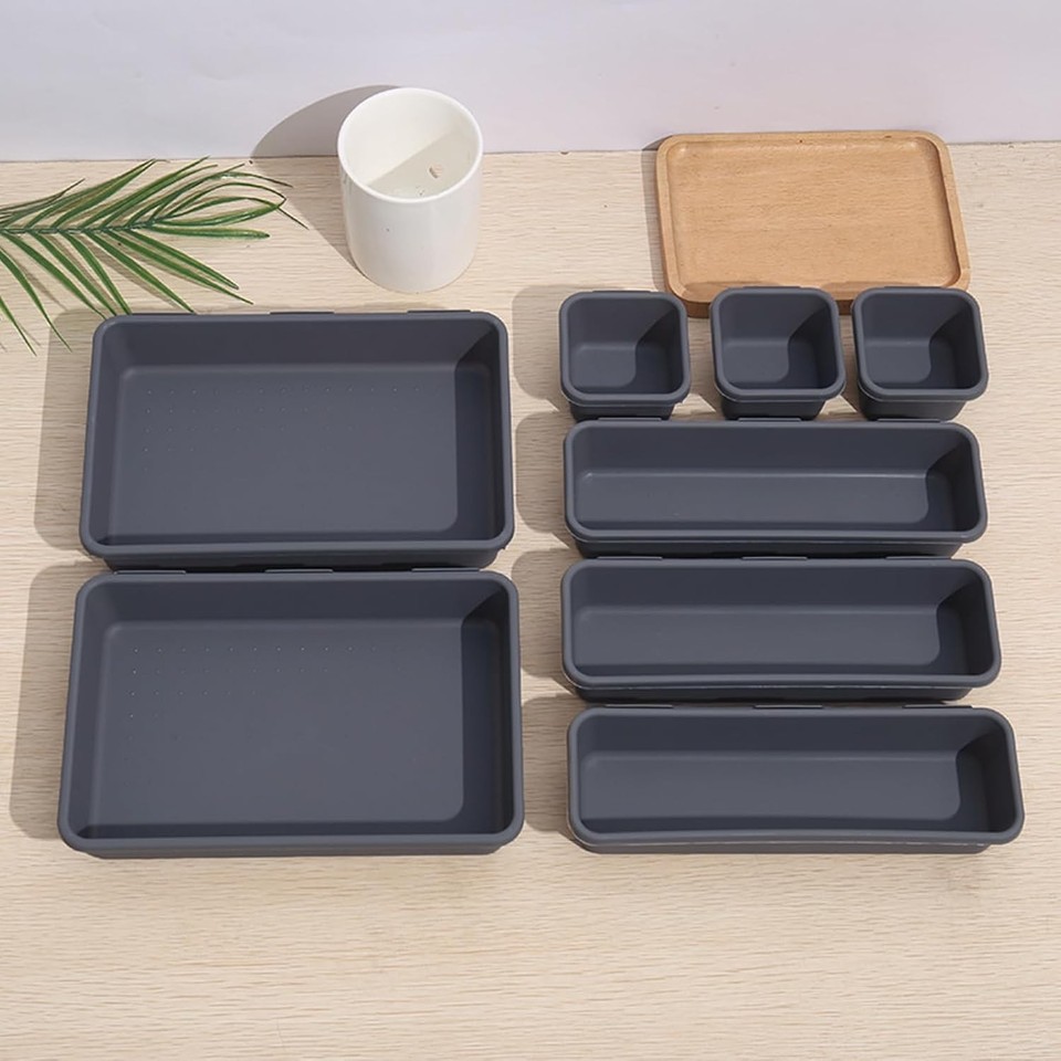 8pc Drawer Organizer Set Interlocking Dividers Storage Trays Kitchen ...