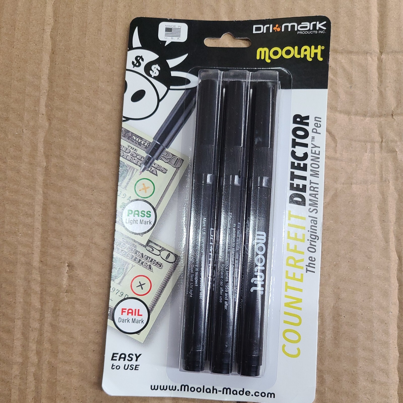 Dri Mark Moolah Counterfeit Dollar Bill Detector 3 pack Original Smart ...