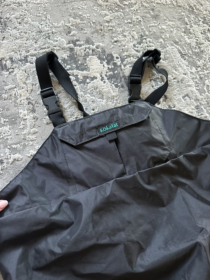 Mens KOKATAT Black Nylon Waterproof Paddling Boat Crew Bib Overalls Sz ...