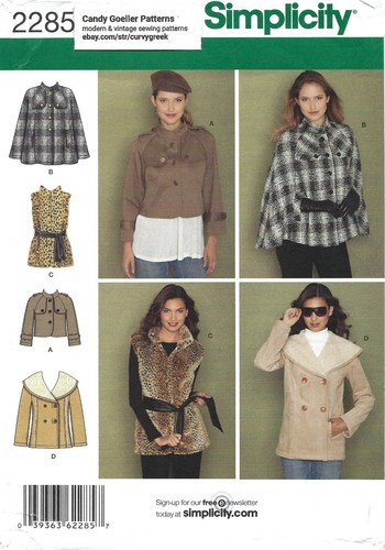 Simplicity 2285 Military-Inspired Jacket, Cape, Portrait Collar Jacket ...