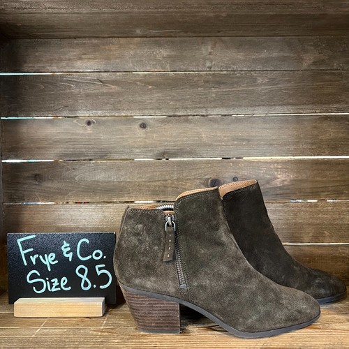 Womens Frye & Co Judith Brown Suede Heeled Zip Ankle Boots Shoes Size 8 ...