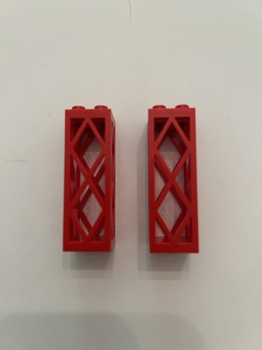 2x Lot Red LEGO 2x2x5 Lattice Support Pillar Specialty Bricks 2580c01 ...