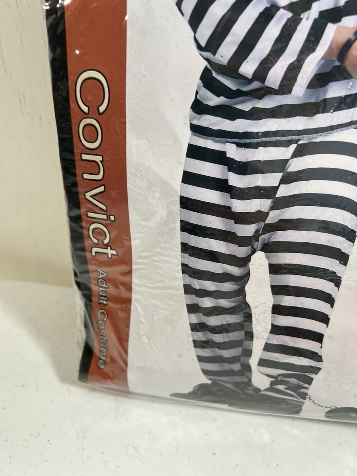 Jailbird Costume Plus Size Extra Large Adult Convict Prisoner Halloween ...