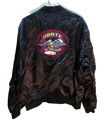 ABATE Indiana Motorcycles Logo Safety Black Full Zip Vintage Nylon ...