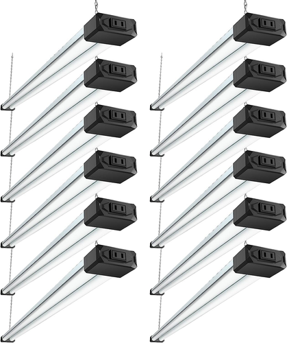 12 Pack Linkable LED Shop Light with Reflector, Super Bright 6500K Cool ...