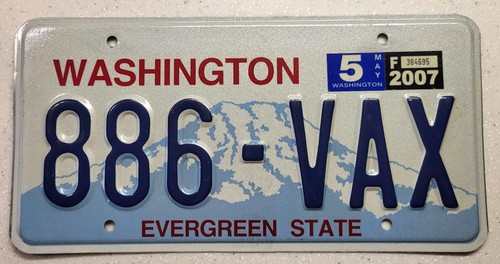 2007 Washington License Plate Tag #886 - VAX | eBay