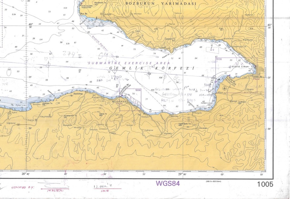 1005 Turkey Marmara Denizi Adasi Istanbul Bogazi Chart Map Marine Wall ...