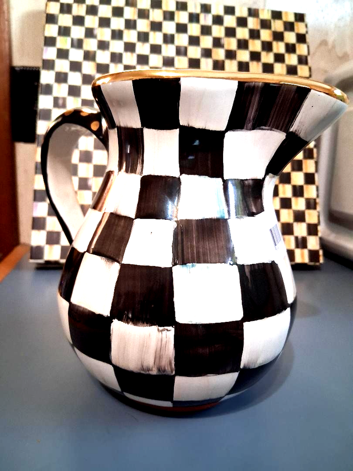 Mackenzie-Childs Ceramic Courtly Check Portly Pitcher-BNIB | eBay