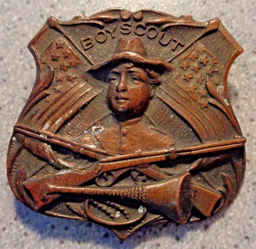 Rare Vintage AMERICAN BOY SCOUT BADGE PIN PINBACK US Flag Gun Rifle ...
