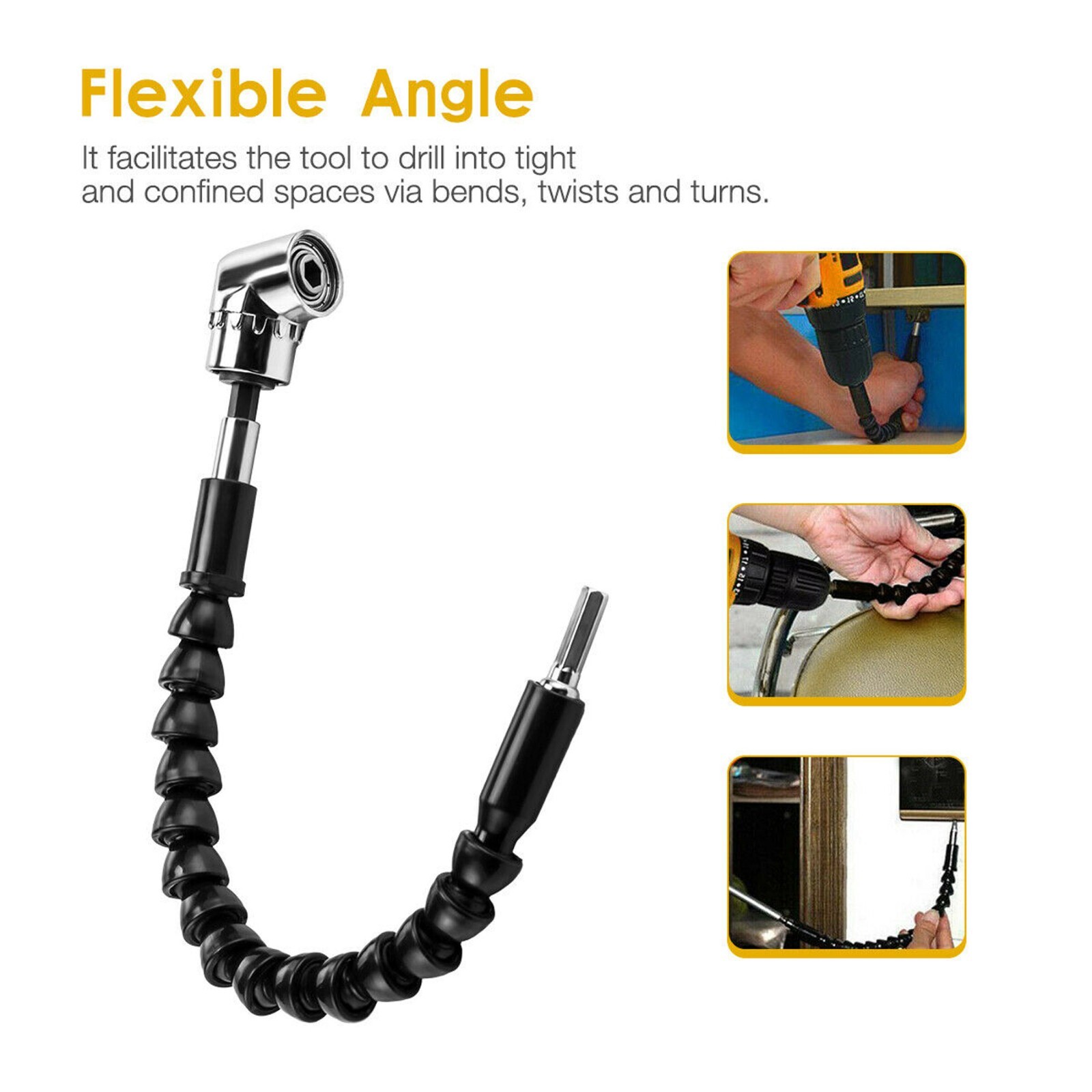 105 Degree Right Angle Drill Socket Adapter Flexible Shaft Extension ...