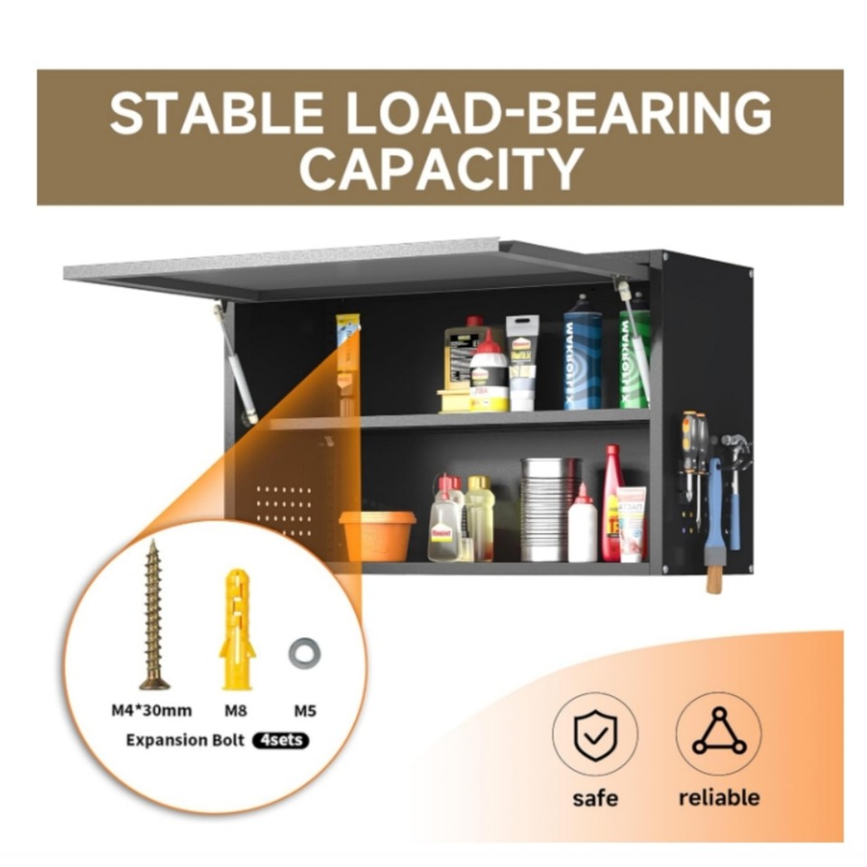 Wall Mount Garage Storage Cabinet Metal Hanging Kitchen Storage Shelf ...