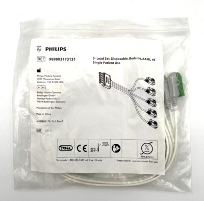 Philips 5-Lead Set ECG Disposable Cable AAMI REF 989803173131 | eBay