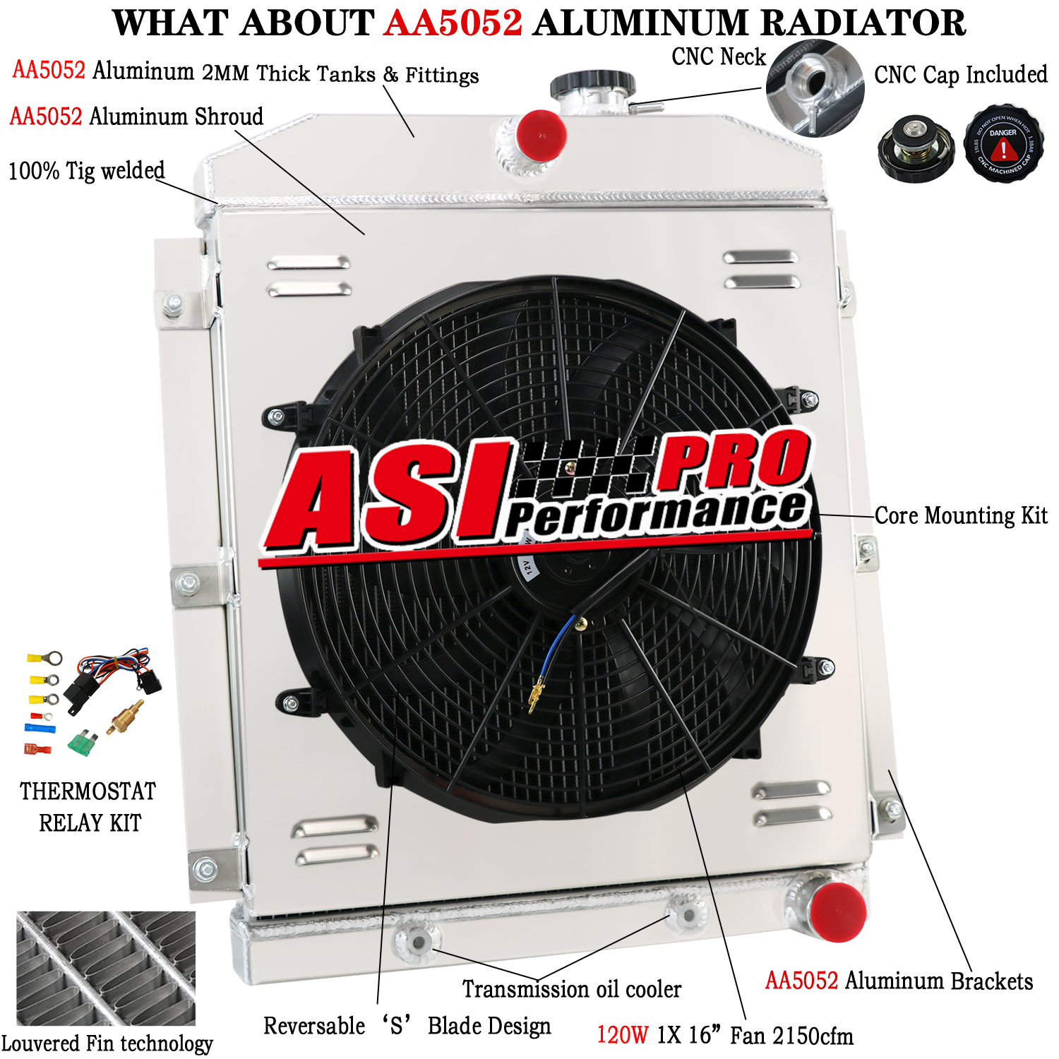 Fit 1947-1954 Chevy 3100 3600 3800 3900 Truck 3 Row Aluminum Radiator ...