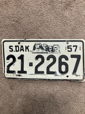 1957 South Dakota License Plate - 21 2267 - Nice | eBay