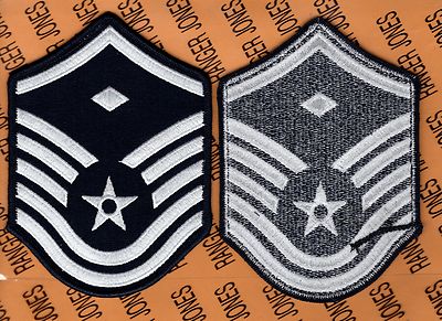 USAF MASTER SERGEANT MSgt E-7 rank w Diamond dress uniform patch set 3 ...