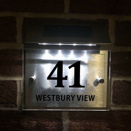 Personalised House Number Plaques Solar Light House Sign Door Number ...