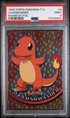 1999 TOPPS POKEMON TV ANIMATION 3RD PRINT #4 CHARMANDER RAINBOW FOIL ...