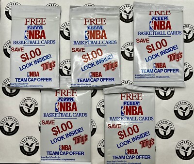 Lot of 5 Sealed Packs of 1992 Fleer NBA Tony's Pizza Service Basketball ...