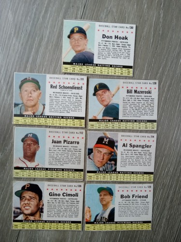 Lot of 7 1961 Post Cereal baseball cards; Bill Mazeroski, Red ...