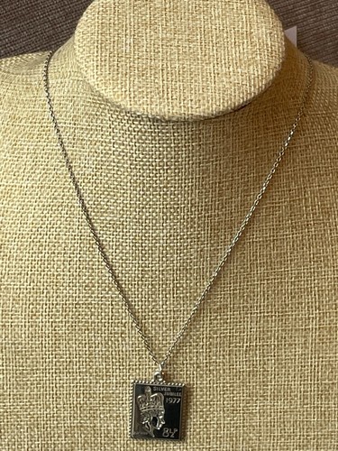 Vintage 1977 Silver Jubilee Necklace - Stamp Pendant On 18" Chain, 11 ...