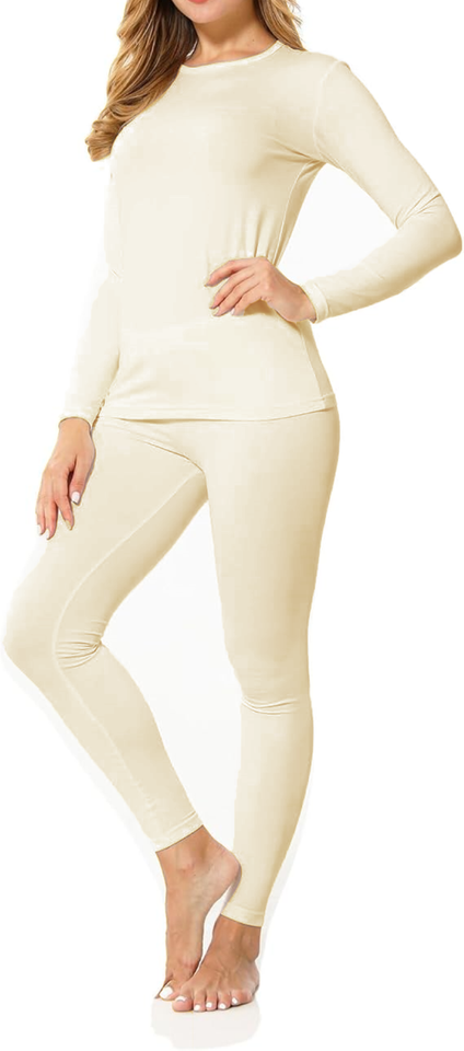 Womens Winter Ultra-Soft Fleece Lined Thermal Top & Bottom Underwear ...