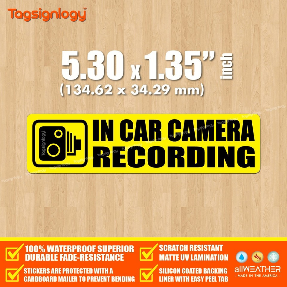 (4 pcs) In Car Camera Recording Stickers Dash Cam Video on Board Bumper ...