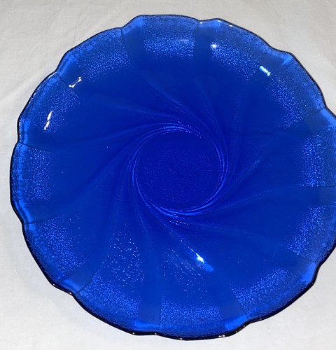 Vintage Arcoroc France Cobalt Blue Glass Scalloped Swirl Pattern Plate ...