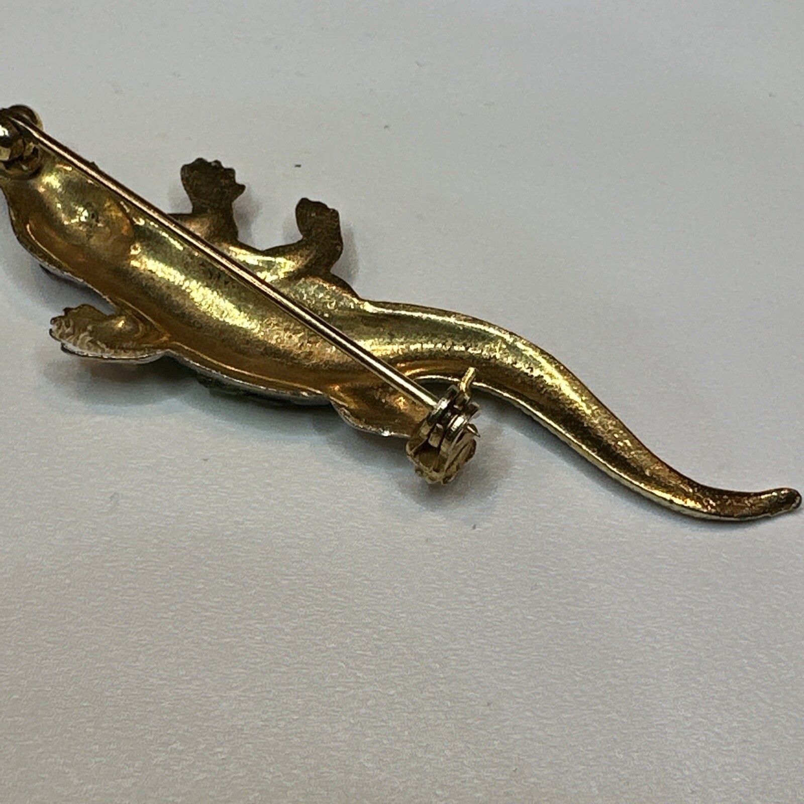 Vintage Gator Green Clear Red rhinestone brooch pin | eBay