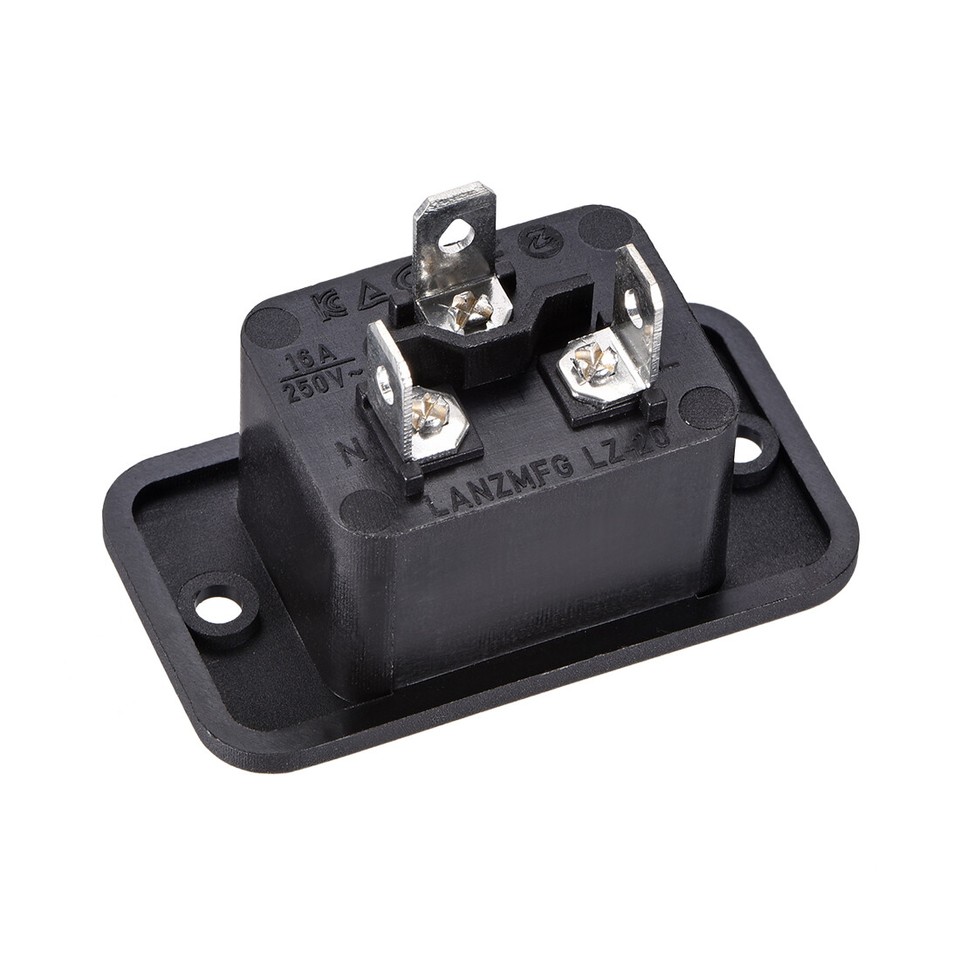 C20 Panel Mount Plug Adapter AC 250V 16A 3 Pins IEC Inlet Module Plug ...