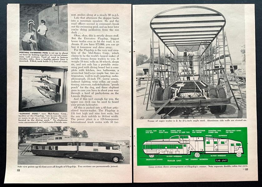 Executive Flagship 1953 pictorial “World’s Biggest Trailer Crosses ...