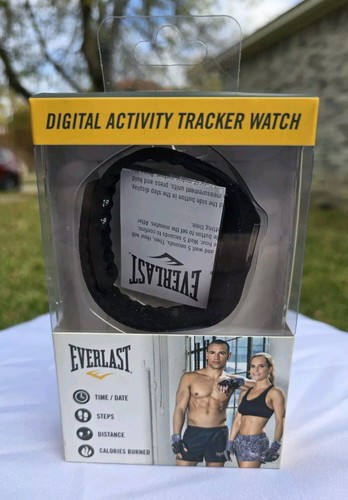 EVERLAST Black Digital Activity Tracker Latex Free Silicone Watch Track ...