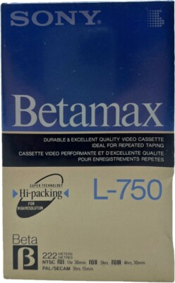 Sony Betamax L-750BT Blank Standard Video Cassette Tape Beta Factory ...