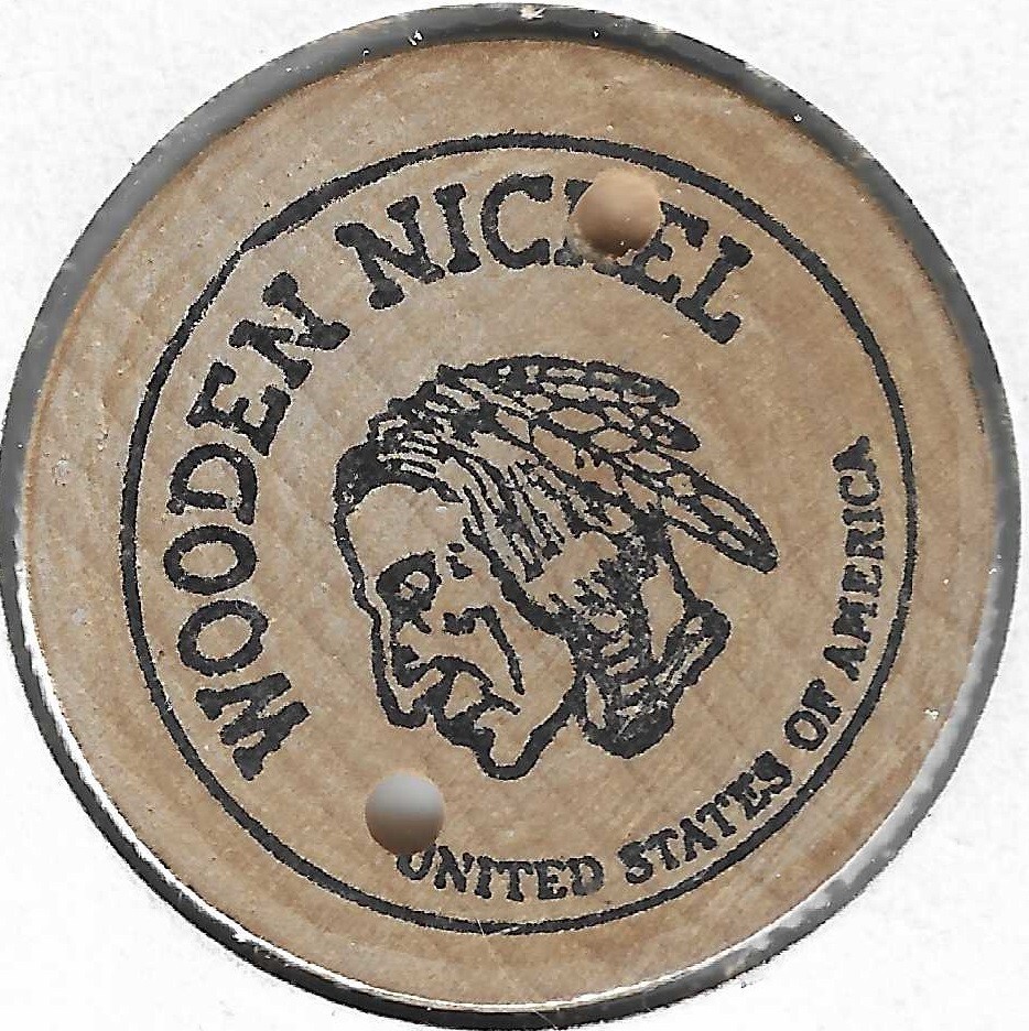 THE TRADING POST, Council Bluffs, Iowa, 50¢ Trade Token, Indian Wooden ...